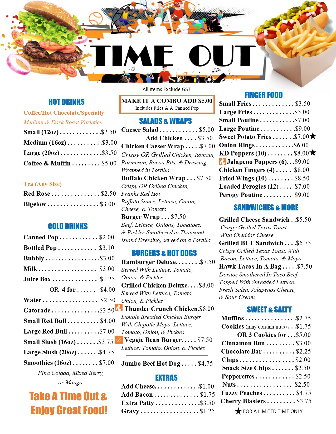 Time Out Concession Menu - Athabasca Regional Multiplex